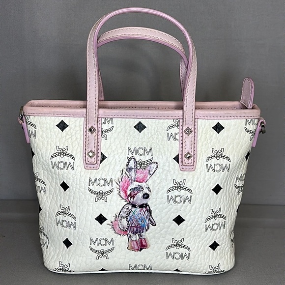 MCM | Bags | Mcm Rabbit Top Zip Shopper In Visetos | Poshmark
